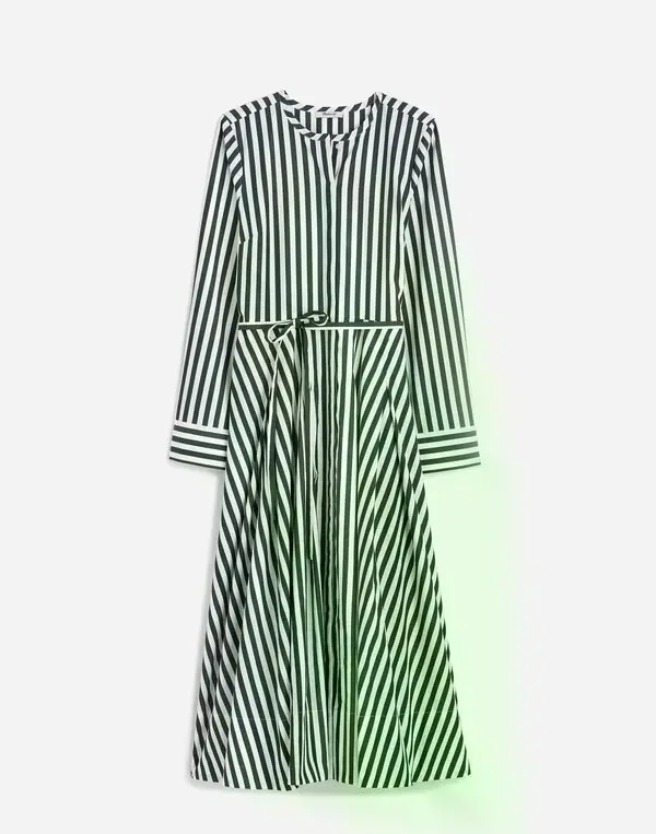 green emerald velvet dress Madewell Women's Smocked Sleeveless Midi Dress in Stripe, Pistachio Stripe,  M at Amazon Women's Clothing store main image 1