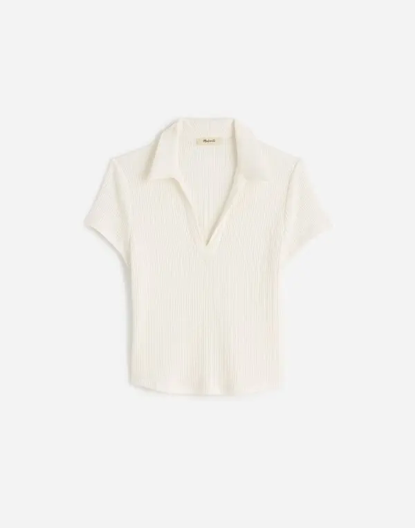 Madewell Ribbed V-neck Polo - Lighthouse