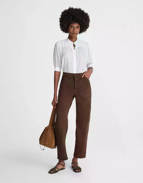 Madewell Tall Utility Barrel-leg Trousers - Roasted Chicory