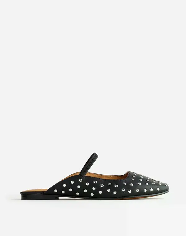 Madewell The Greta Ballet Flat Mule In Studded Leather