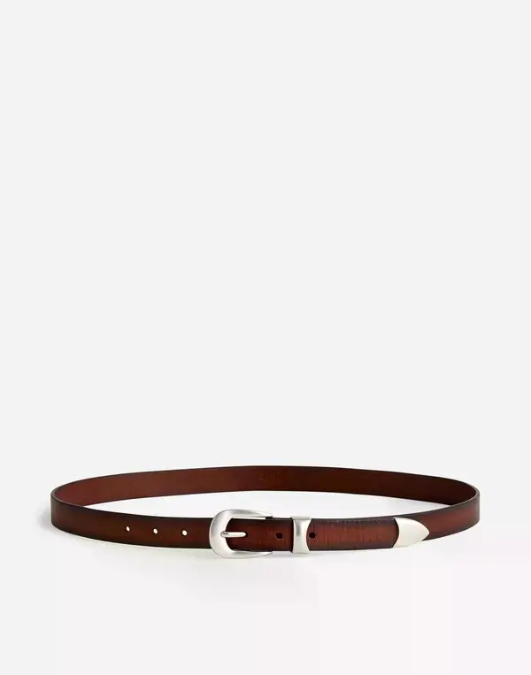 Madewell Metal-tipped Leather Belt - Dark Carob
