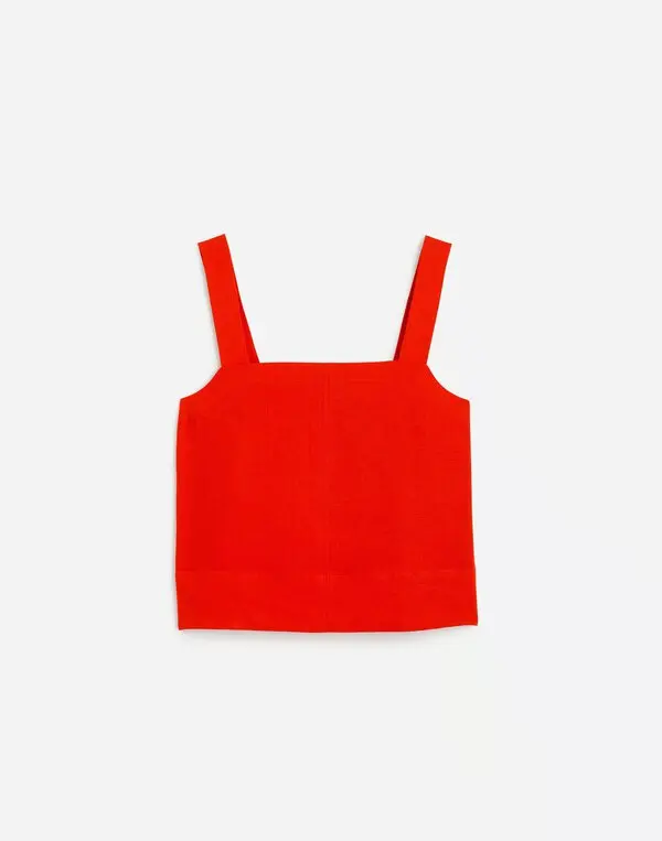 Madewell Contrast-stitch Squareneck Linen Top