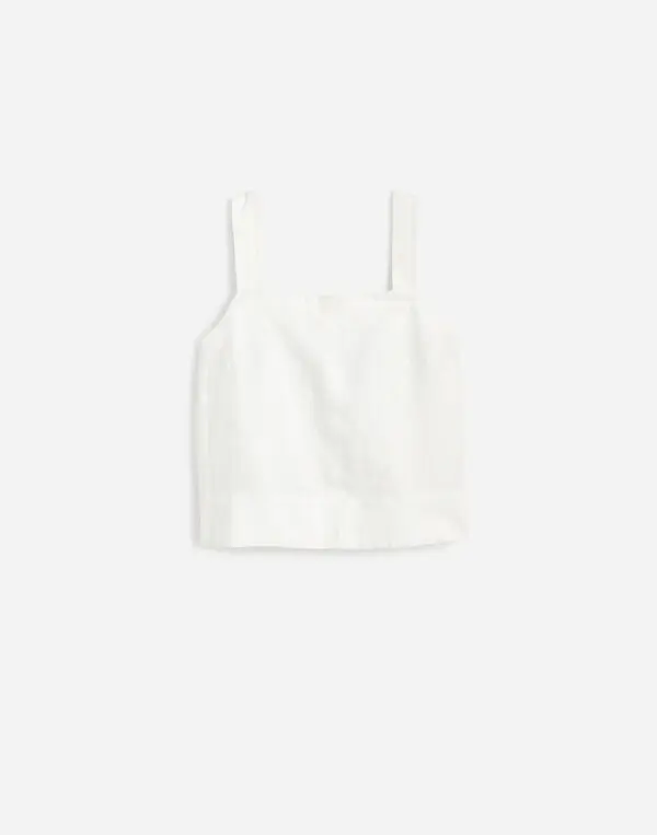 Madewell Contrast-stitch Squareneck Linen Top