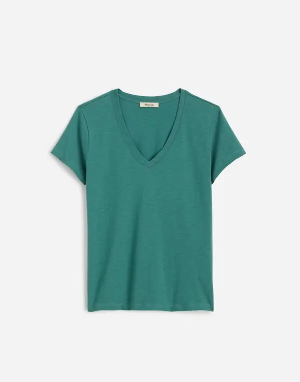 Madewell Slub Perfect V-neck Tee - Lagoon Green