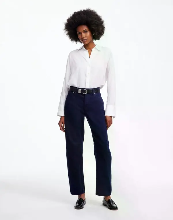Madewell The Darted Barrel-leg Jean In Garment-dyed Denim - Juniper Berry