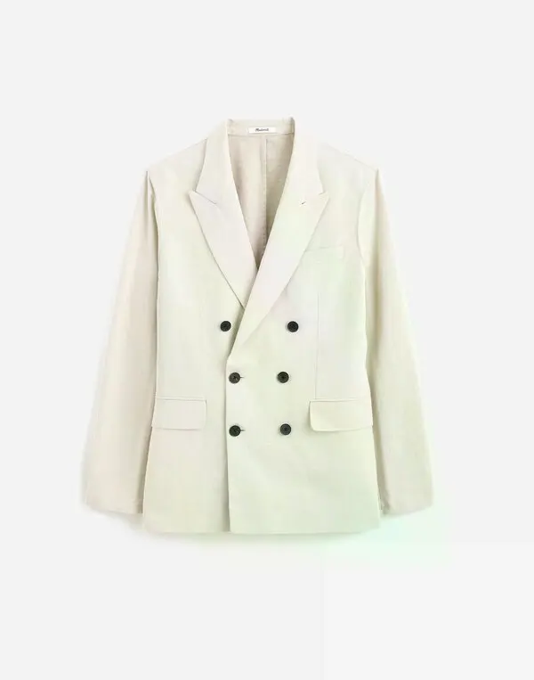 Madewell Double-breasted Blazer In Cotton-linen Blend