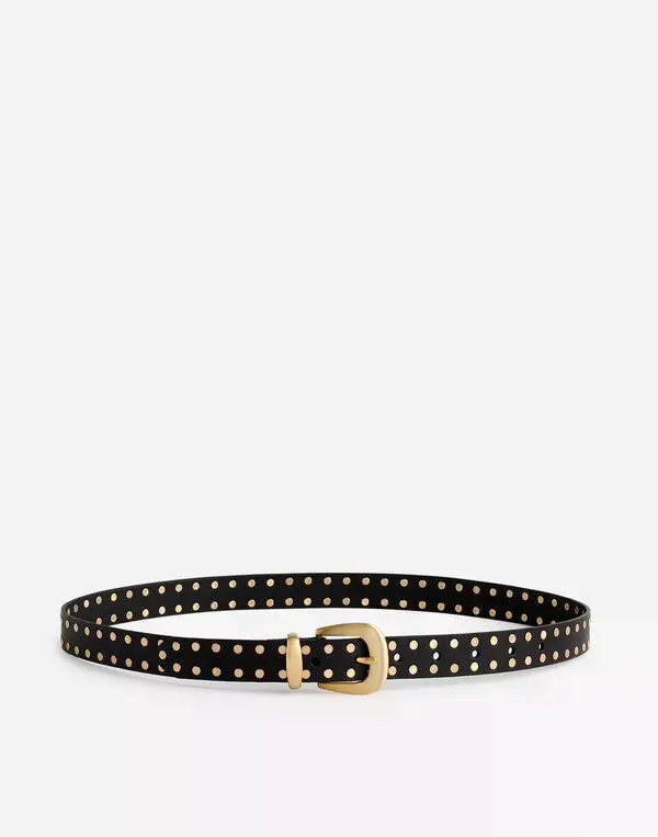 Madewell Flat Studded Western Leather Belt - True Black