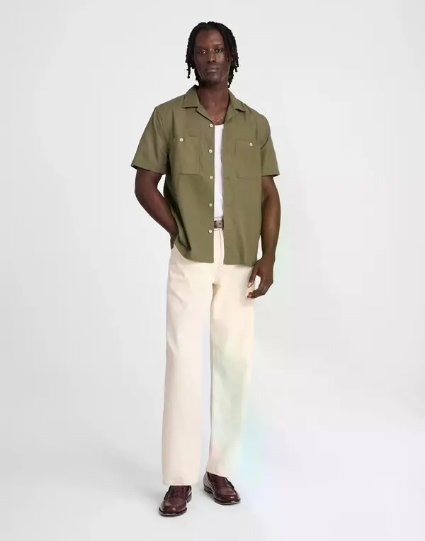 Madewell Camp Collar Short-sleeve Shirt In Everyday Twill - Pressed Sage