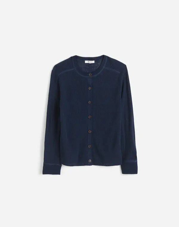 Madewell Linen-blend Crewneck Cardigan - Deep Navy