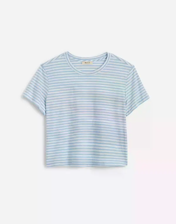 Madewell Easy Crop Crew Tee In Soft Slub - Light Pool