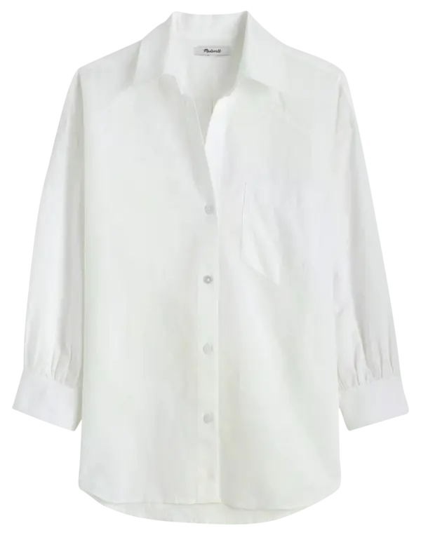 Madewell Shirred Button-up Shirt In Linen-cotton