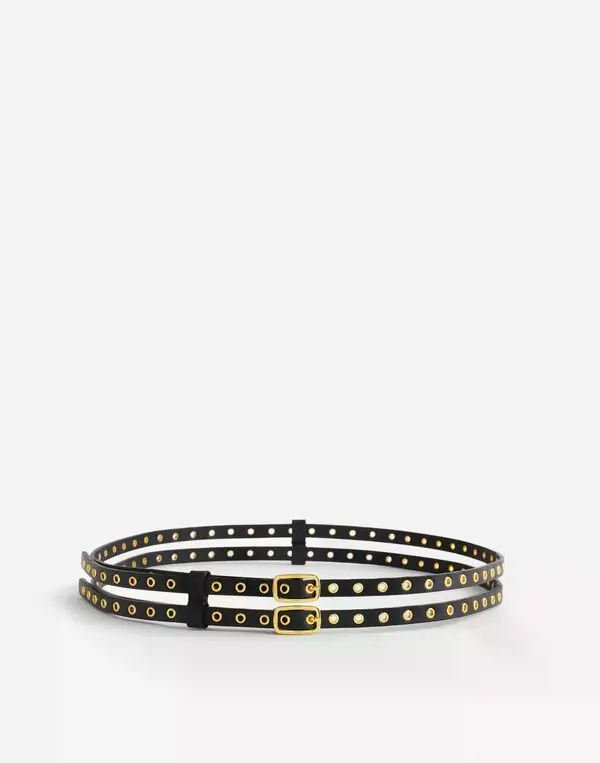 Madewell Grommet-embellished Double Buckle Leather Belt - True Black
