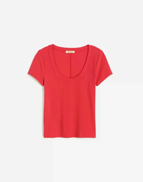 Madewell Generative Cotton Ribbed Scoopneck Tee - Watermelon