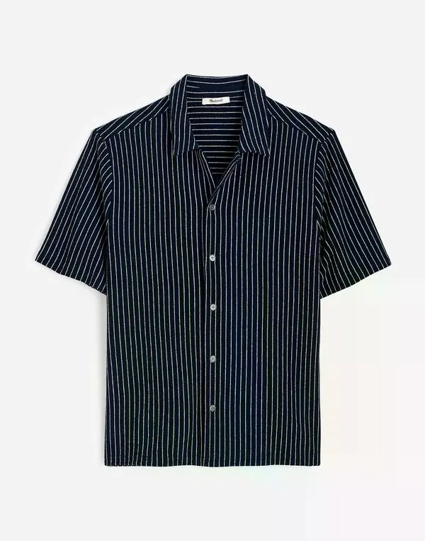 Madewell Textured Camp Collar Shirt - Deep Indigo