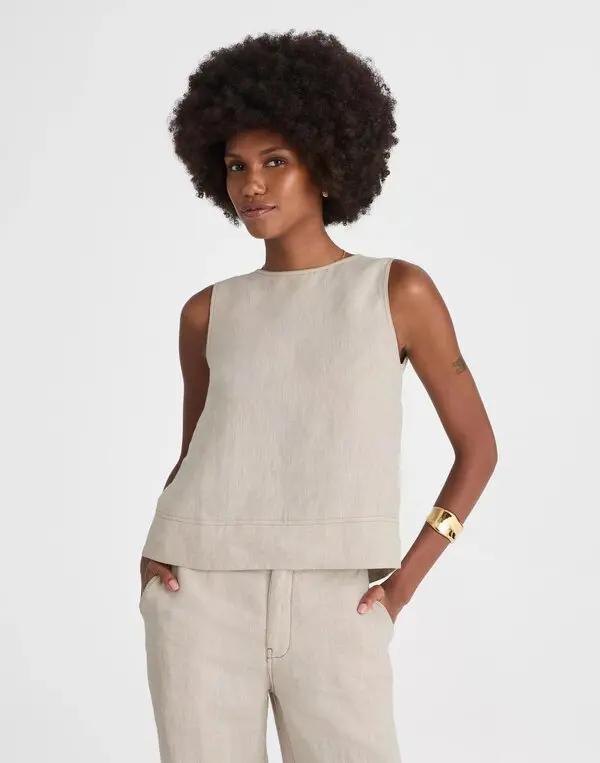Madewell Linen Pleated Shell Top - Oat