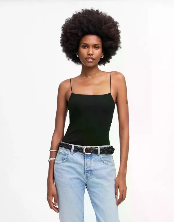 Madewell Square-neck Fitted Tank Top - Jet Black