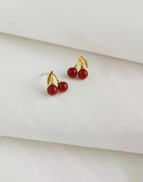 Madewell Demi-fine Semiprecious Cherry Stud Earrings - 14k Gold