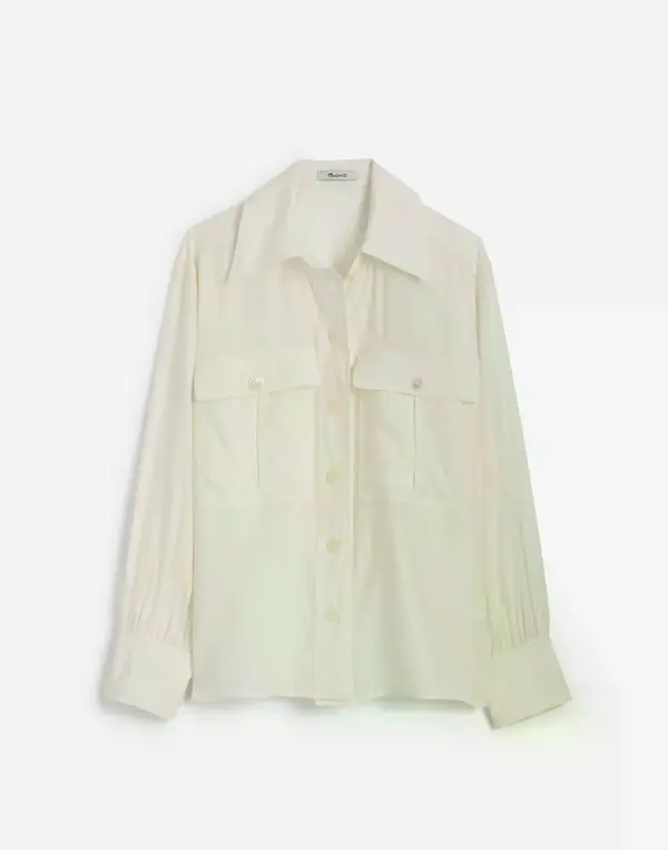 Madewell Silk Utility-pocket Button-up Shirt - Winter White