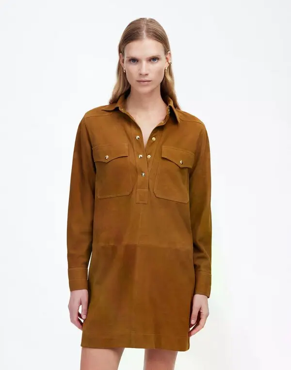 Madewell Suede Button-up Mini Shirtdress