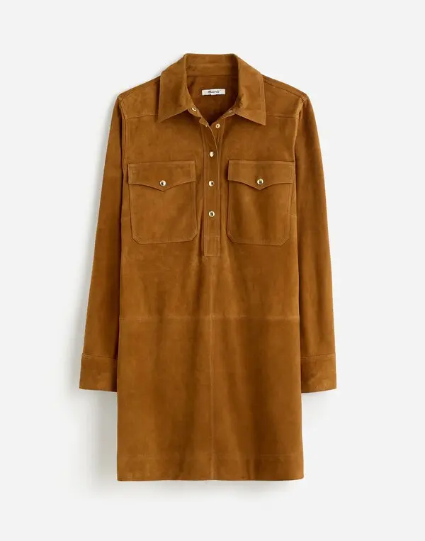 Madewell Suede Button-up Mini Shirtdress