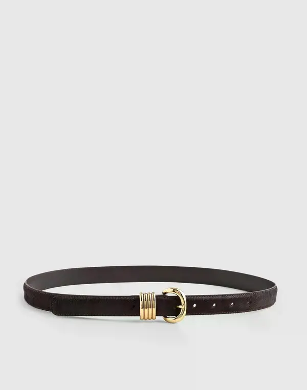 Madewell Metal Keeper Haircalf Belt - Chocolate Raisin