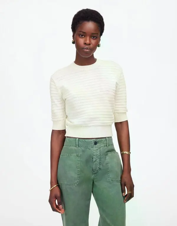 Madewell Textural-stitch Cotton Sweater - Lighthouse
