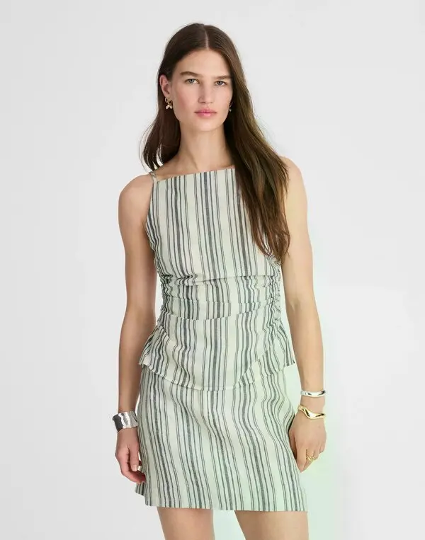 Madewell Striped Ruched Squareneck Tank