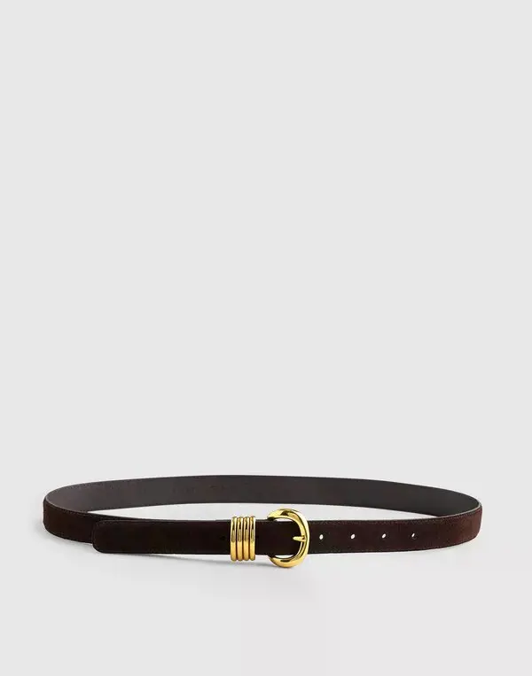 Madewell Metal Keeper Suede Belt - Coffee Bean