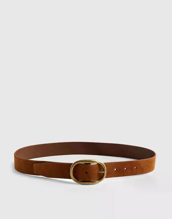 Madewell Oval Buckle Suede Belt - Russet