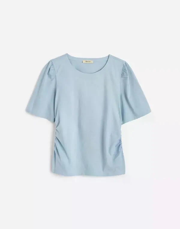 Madewell Side-cinch Puff-sleeve Tee - Feather Blue