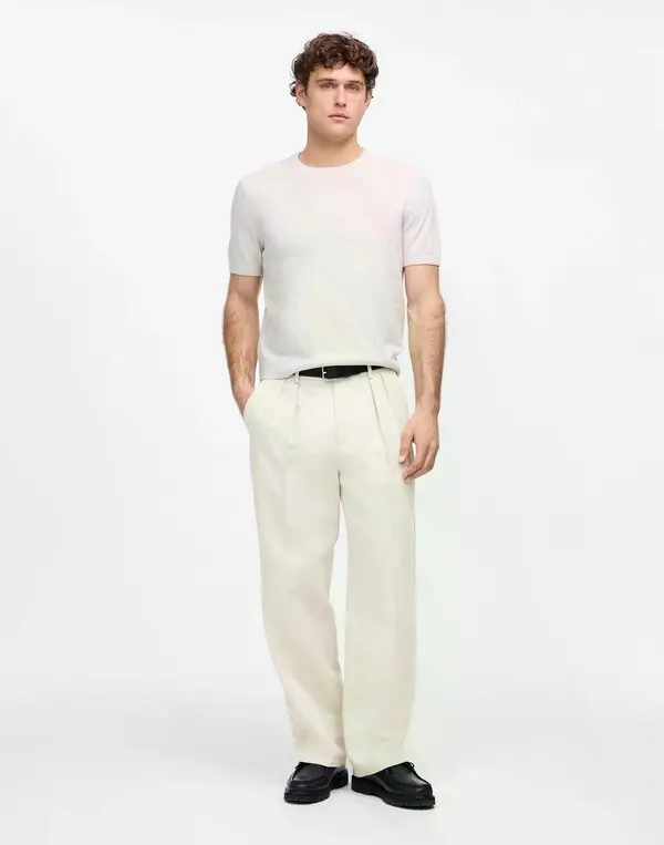 Madewell Double-pleated Cotton-linen Blend Trousers
