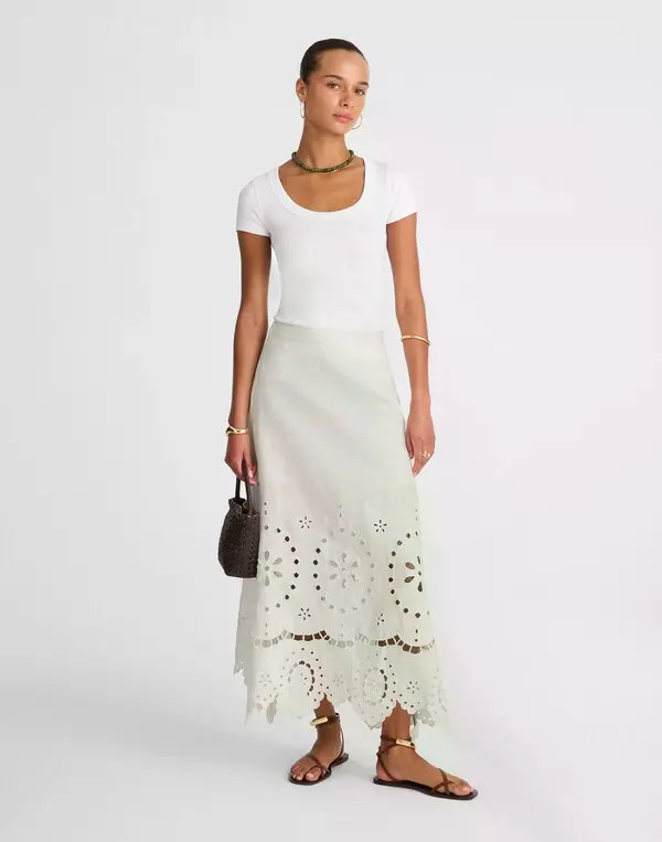 Madewell Eyelet-embroidered Linen Maxi Skirt