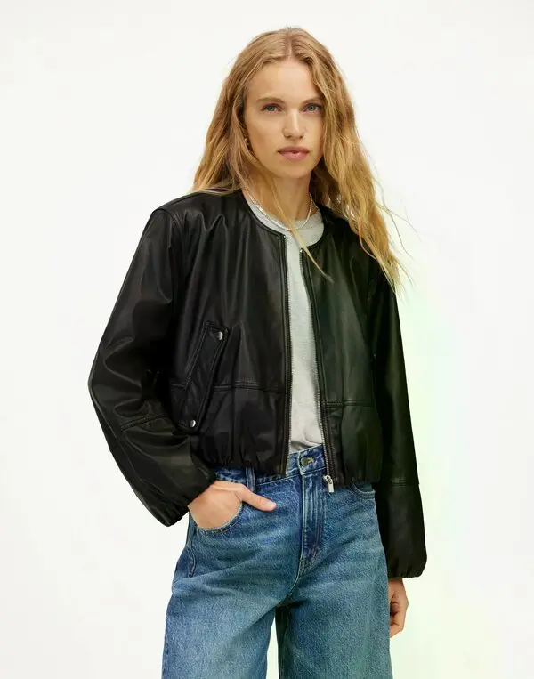 Madewell Leather Bubble-sleeve Jacket