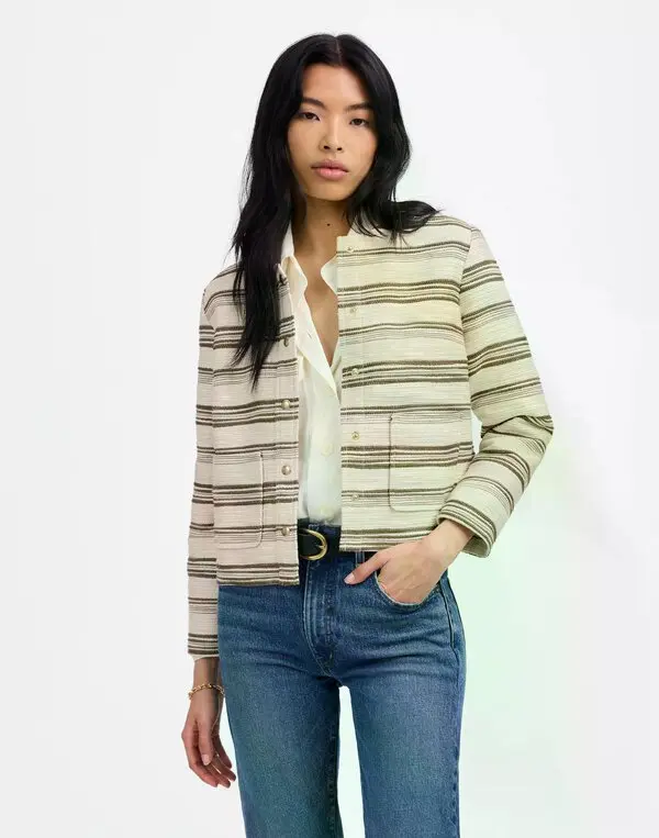 Madewell Button-front Striped Tweed Jacket
