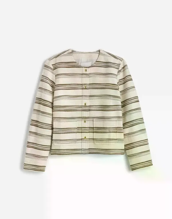 Madewell Button-front Striped Tweed Jacket