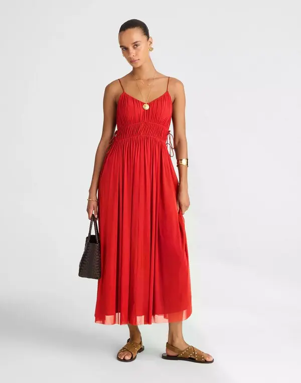 Madewell Gathered V-neck Midi Dress