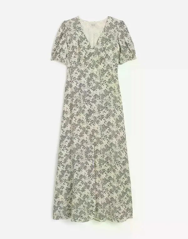 Madewell Puff-Sleeve V-Neck Midi Dress In Floral In Harper Floral Ivory -  43% Off | Editorialist