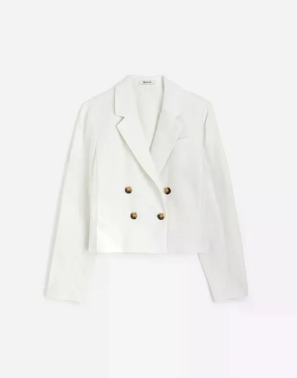 Madewell Double-breasted Cropped Linen Blazer