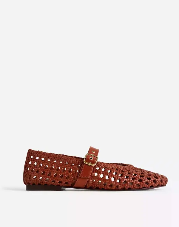 Madewell The Remy Woven Leather Mary Jane Flats - Dusty Redwood