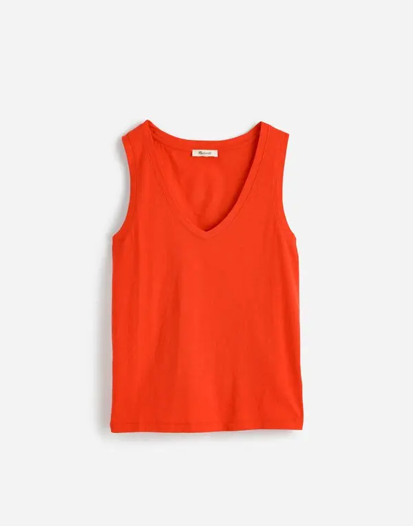Madewell Slub Relaxed V-neck Tank - Bright Flame