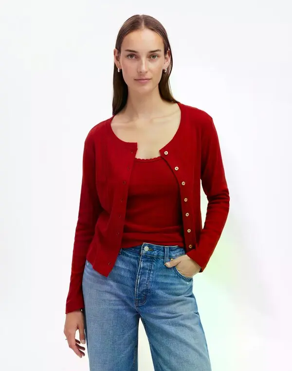 Madewell X Leset Pointelle Classic Crew Cardigan
