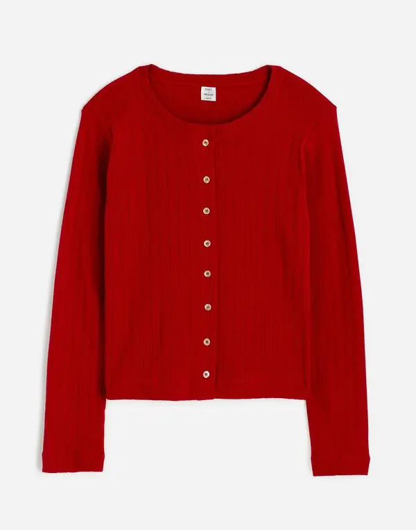 Madewell X Leset Pointelle Classic Crew Cardigan