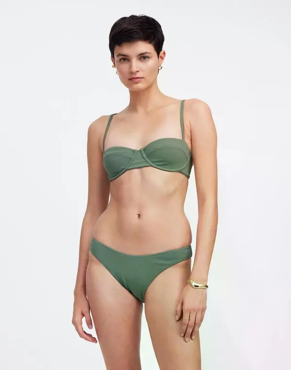 Madewell Zulu & Zephyr Textured Bikini Bottom - Eucalyptus