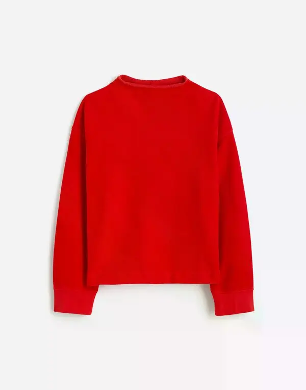 Madewell Long-sleeve Funnel-neck Sweatshirt - Bright Cherry
