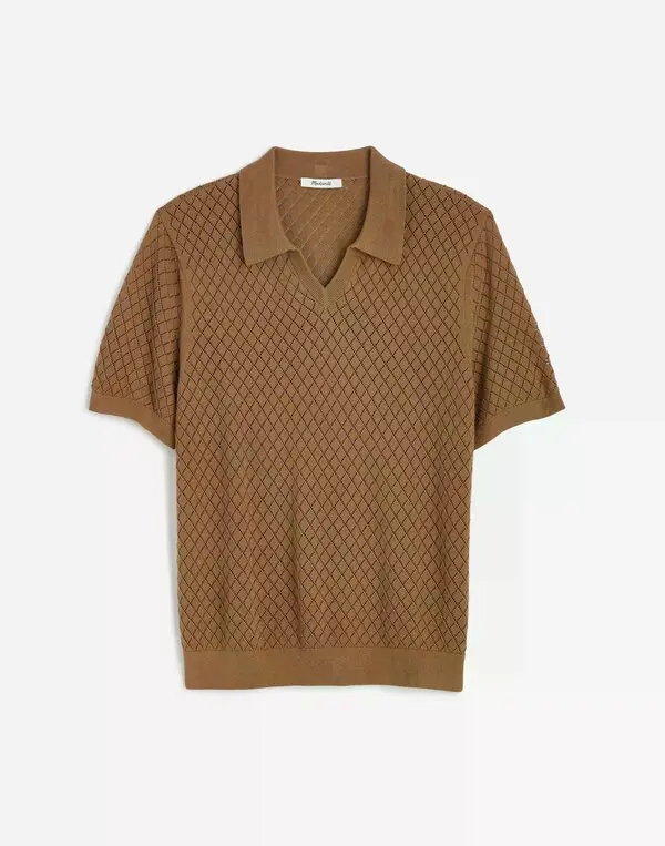 Madewell Diamond Pointelle Stitch Sweater Polo