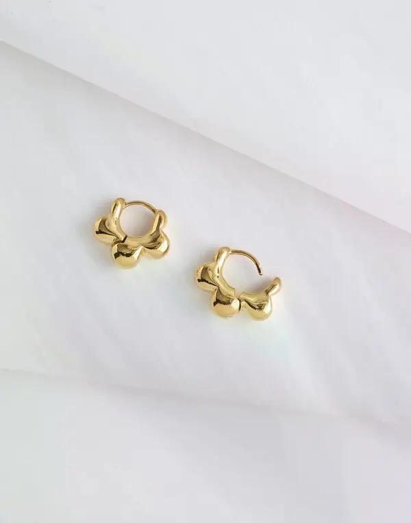 Madewell Demi-fine Floral Huggie Hoop Earrings - 14k Gold