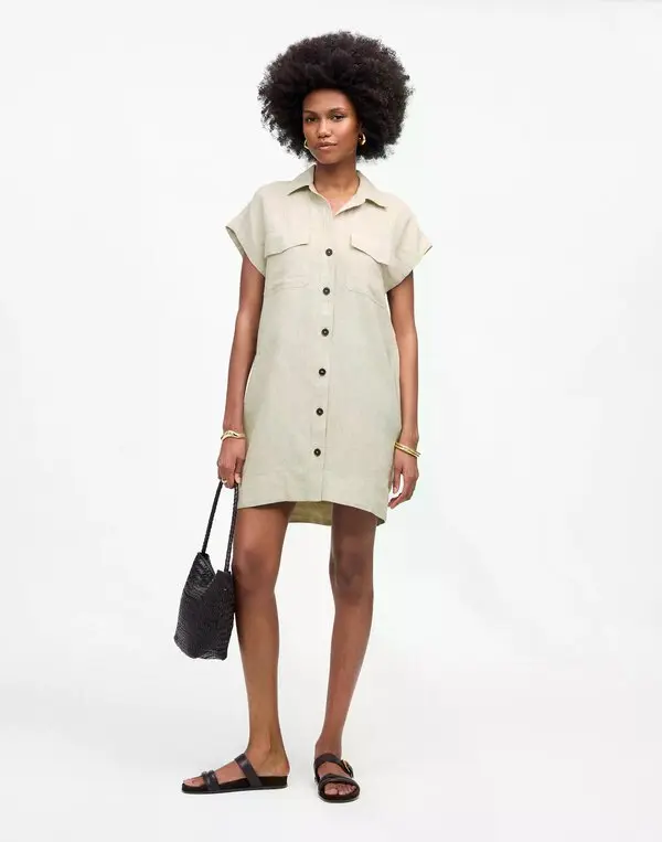 Madewell Utility Linen Mini Shirtdress