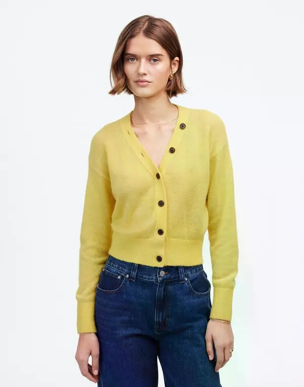 Madewell Alpaca-blend V-neck Cardigan - Canary