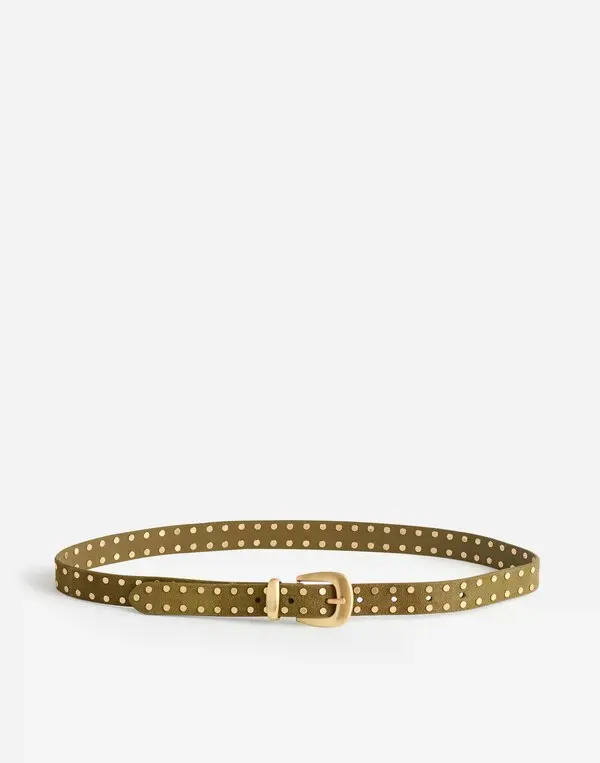 Madewell Flat Studded Western Suede Belt - Aged Olive