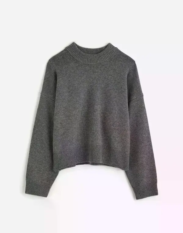 Madewell Softwool Boxy Crewneck Sweater - Hthr Smoke